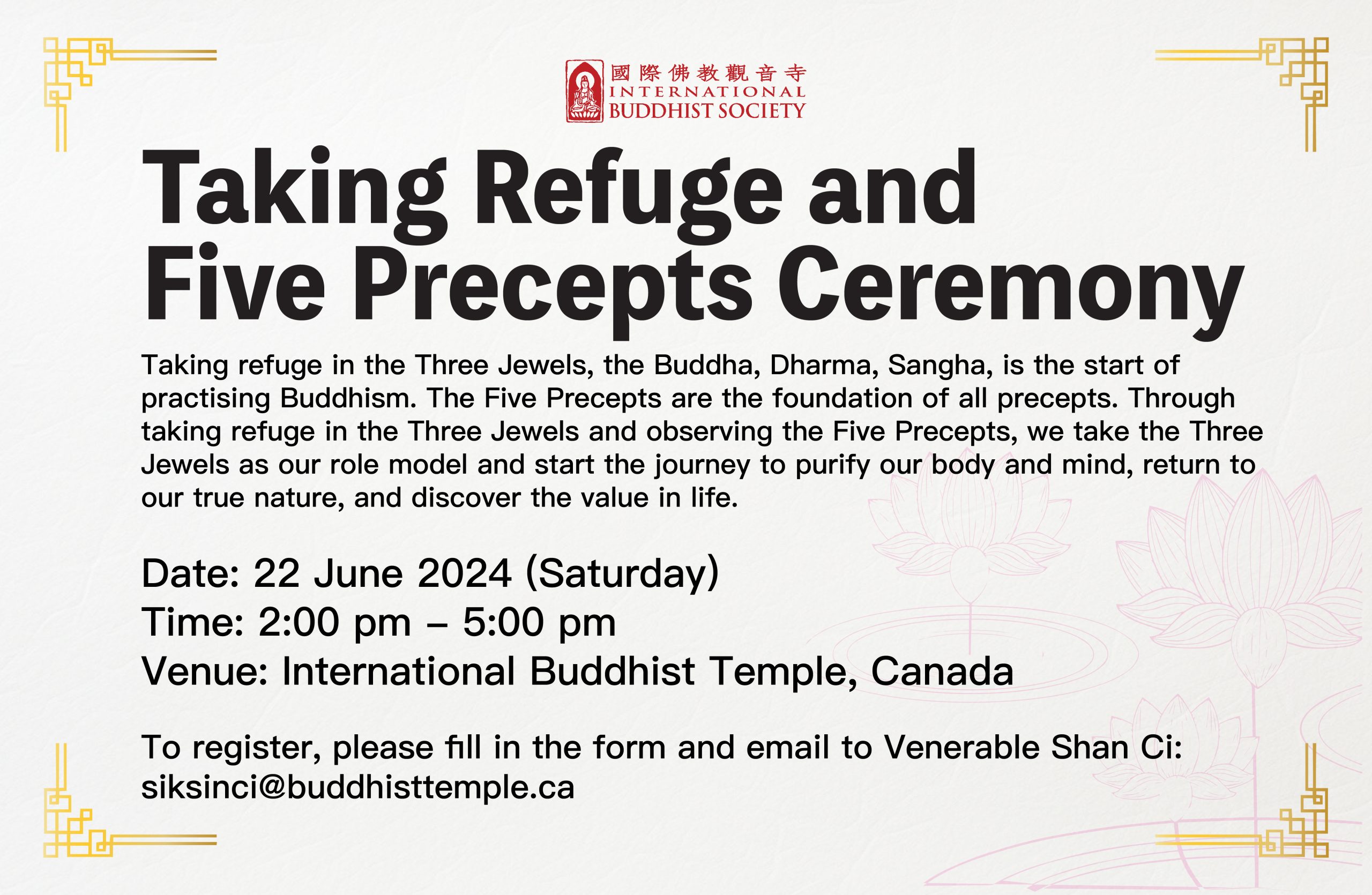 Taking Refuge and Five Precepts Ceremony - International Buddhist ...